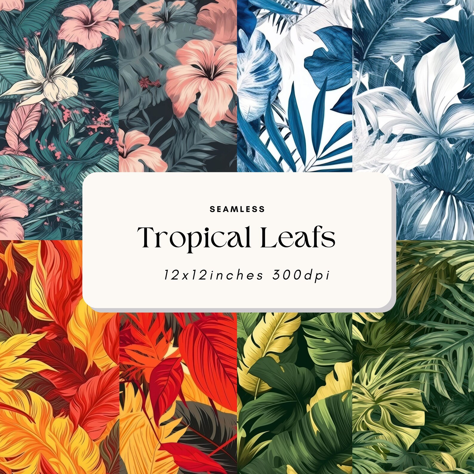 High Resolution Digital Patterns Tropical Leaves Exotic - Etsy