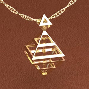 Art Deco Stylish Floating Double Pyramid Pendant - 18K Gold Plated ...