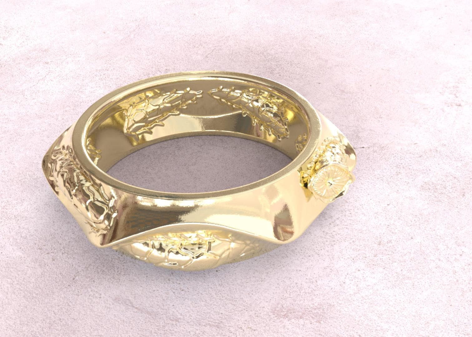 Unique Dune Inspired Ring, Desert and Sand Worm Design - 18K Gold ...