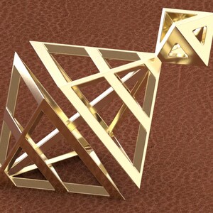 Art Deco Stylish Floating Double Pyramid Pendant - 18K Gold Plated ...