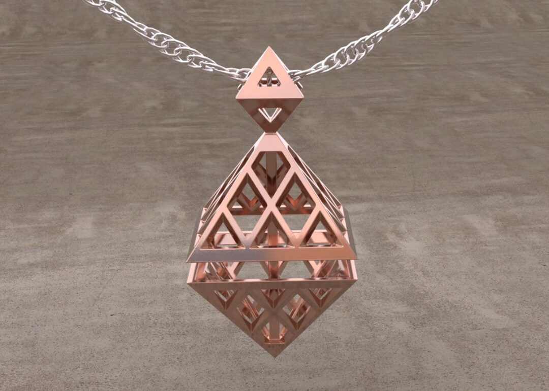 Cute Double Pyramid Louvre Pendant - Polished Copper - Etsy