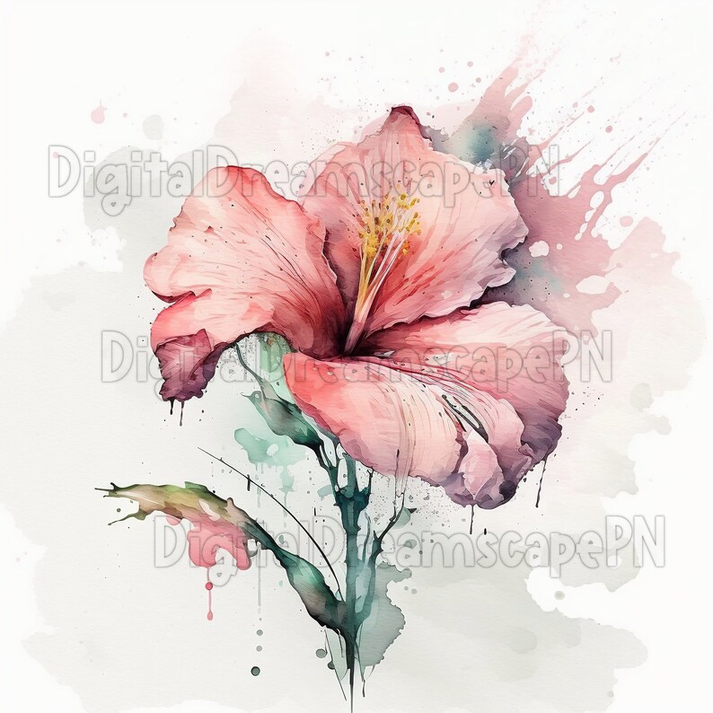 16 Pink Flowers Watercolor Clipart High Quality Png's - Etsy