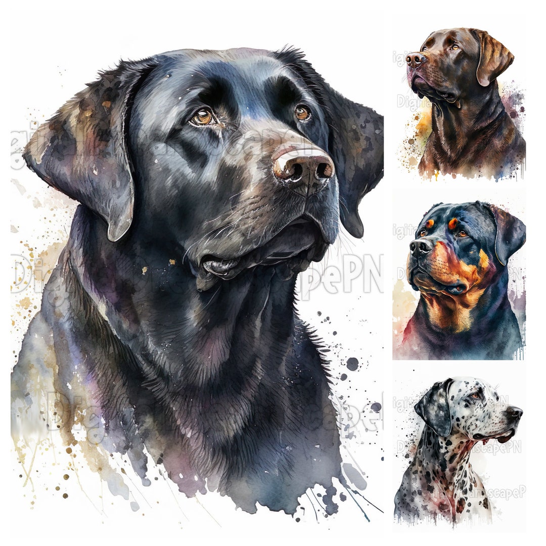 Watercolor Dog Portraits Clipart | 14 High Quality Jpgs | Set 2 ...