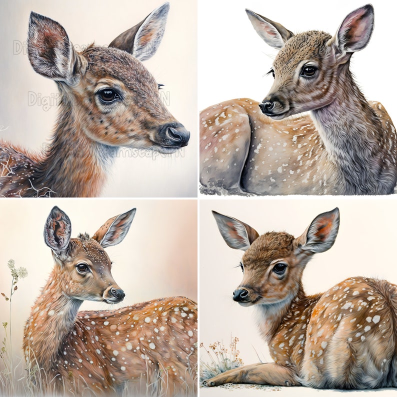 Watercolor Fawn Clipart Pack | 7 High Quality Jpgs | Digital Download ...