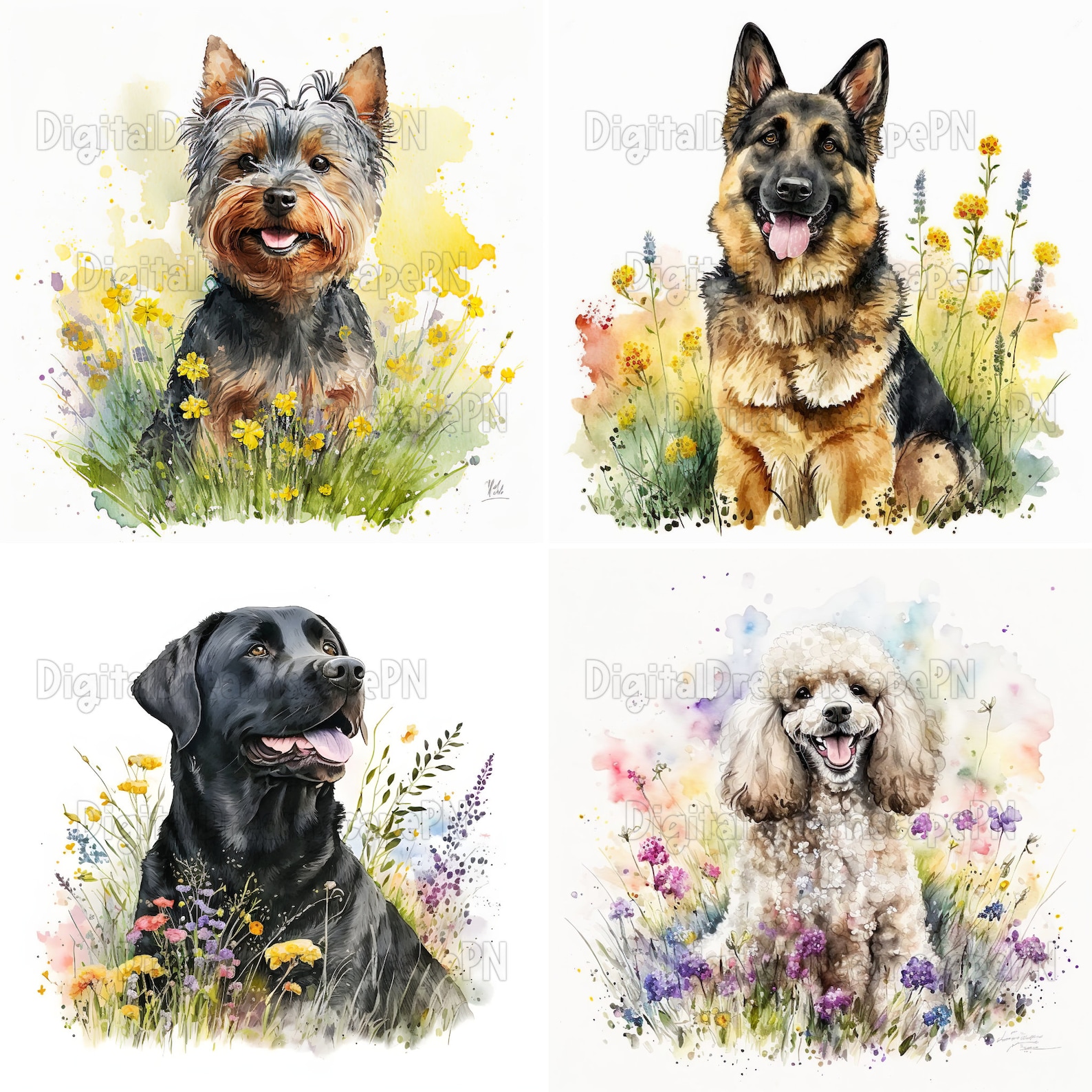 Watercolor Dogs Clipart | 20 High Quality Pngs | DIGITAL DOWNLOAD ...