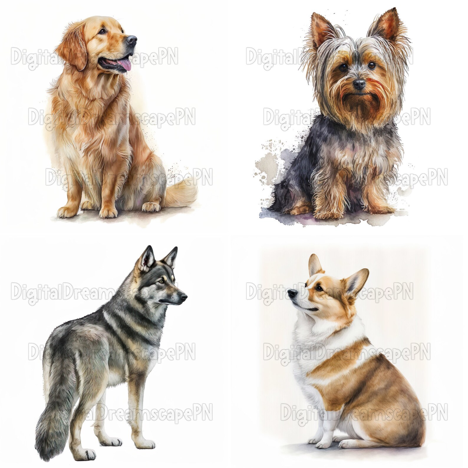 Watercolor Dog Clipart Pack | 21 High Quality Jpgs | Set 2 | DIGITAL ...