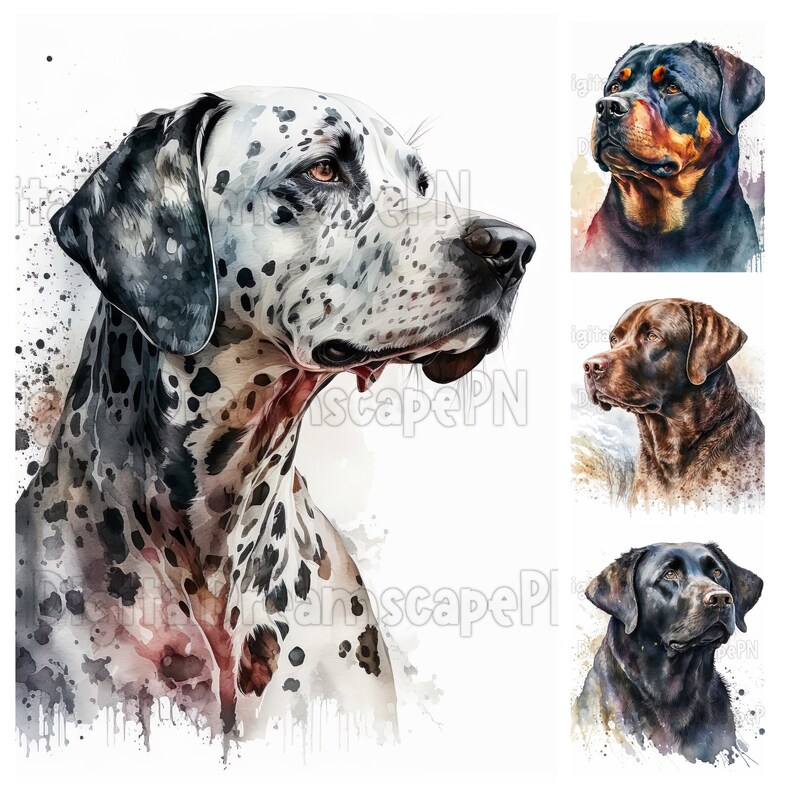 48 Clipart Dog Portraits DIGITAL DOWNLOAD Watercolor - Etsy
