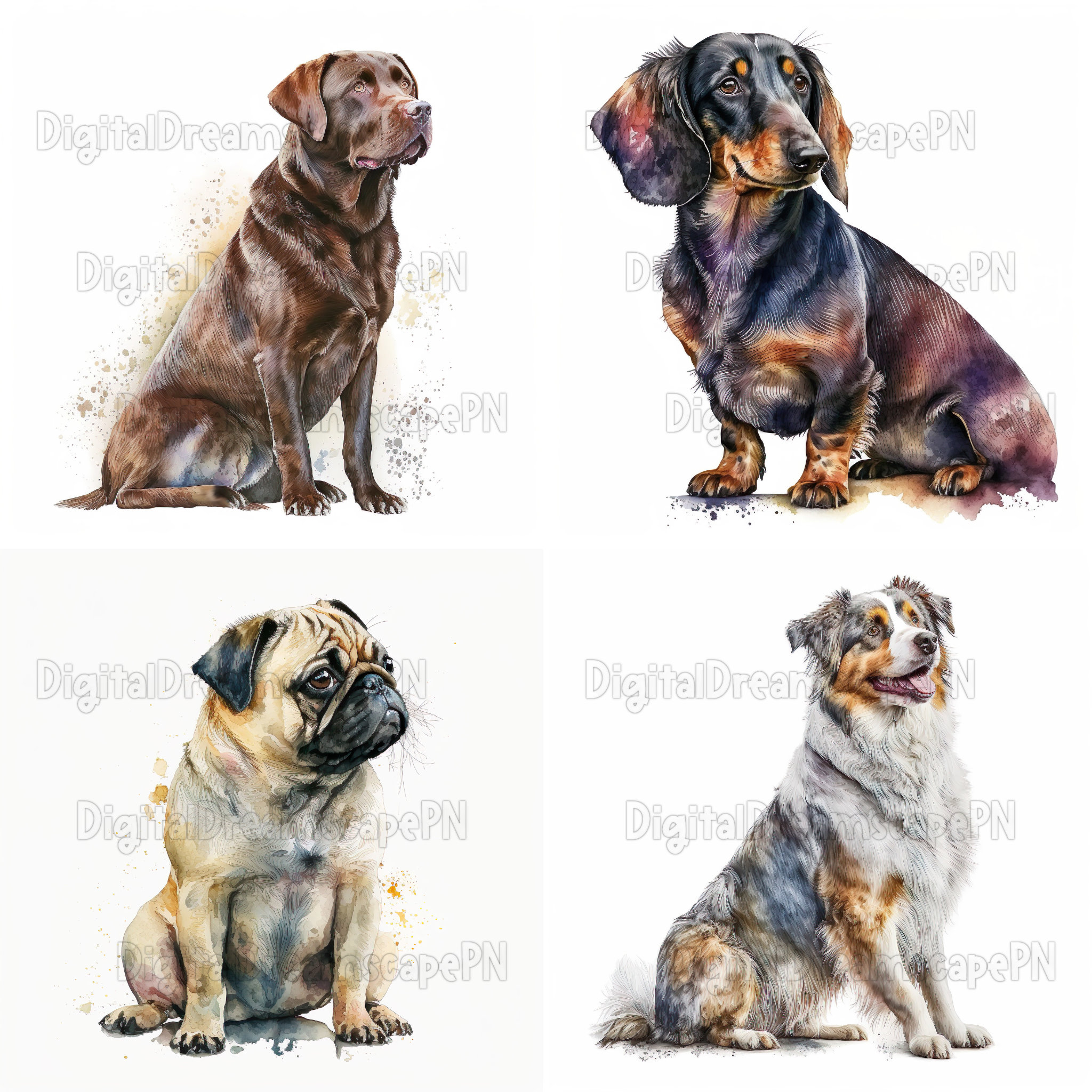Watercolor Dog Clipart Pack | 21 High Quality Jpgs | Set 2 | DIGITAL ...