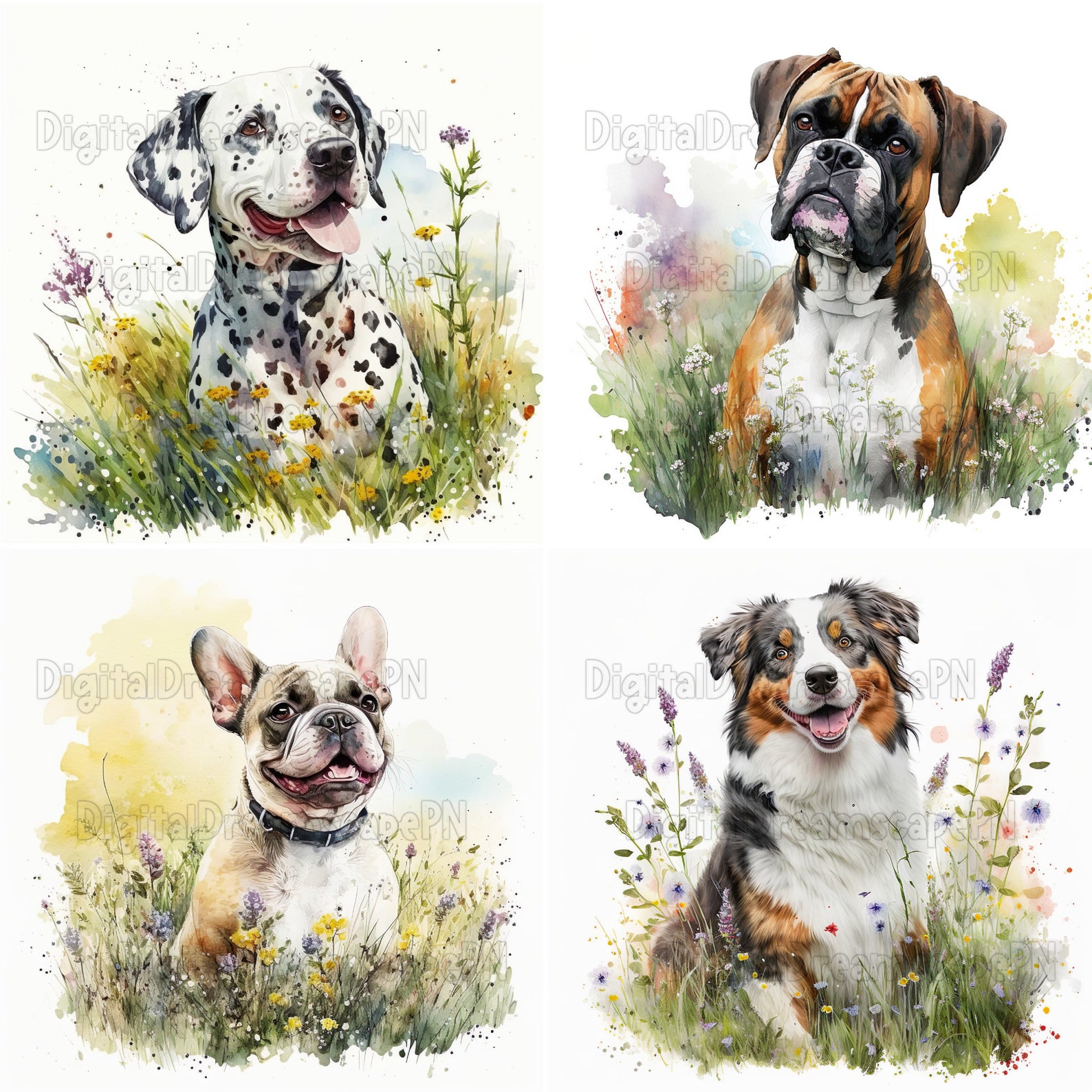 Watercolor Dogs Clipart | 20 High Quality Pngs | DIGITAL DOWNLOAD ...