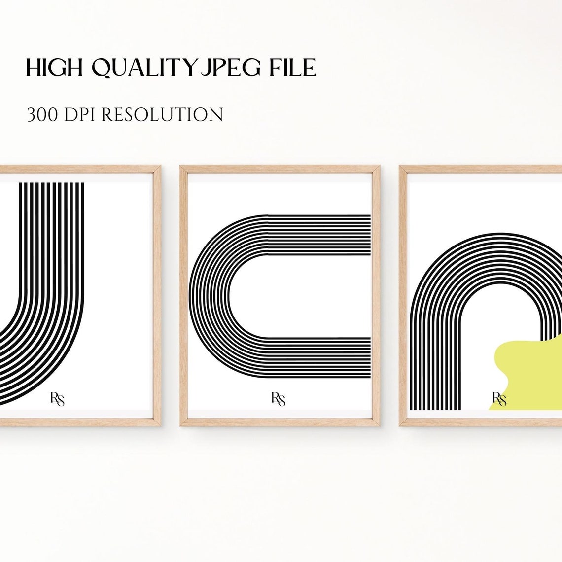 Set of 3, Abstract Wall Art, Printable Wall Art, Digital Download, Mid ...