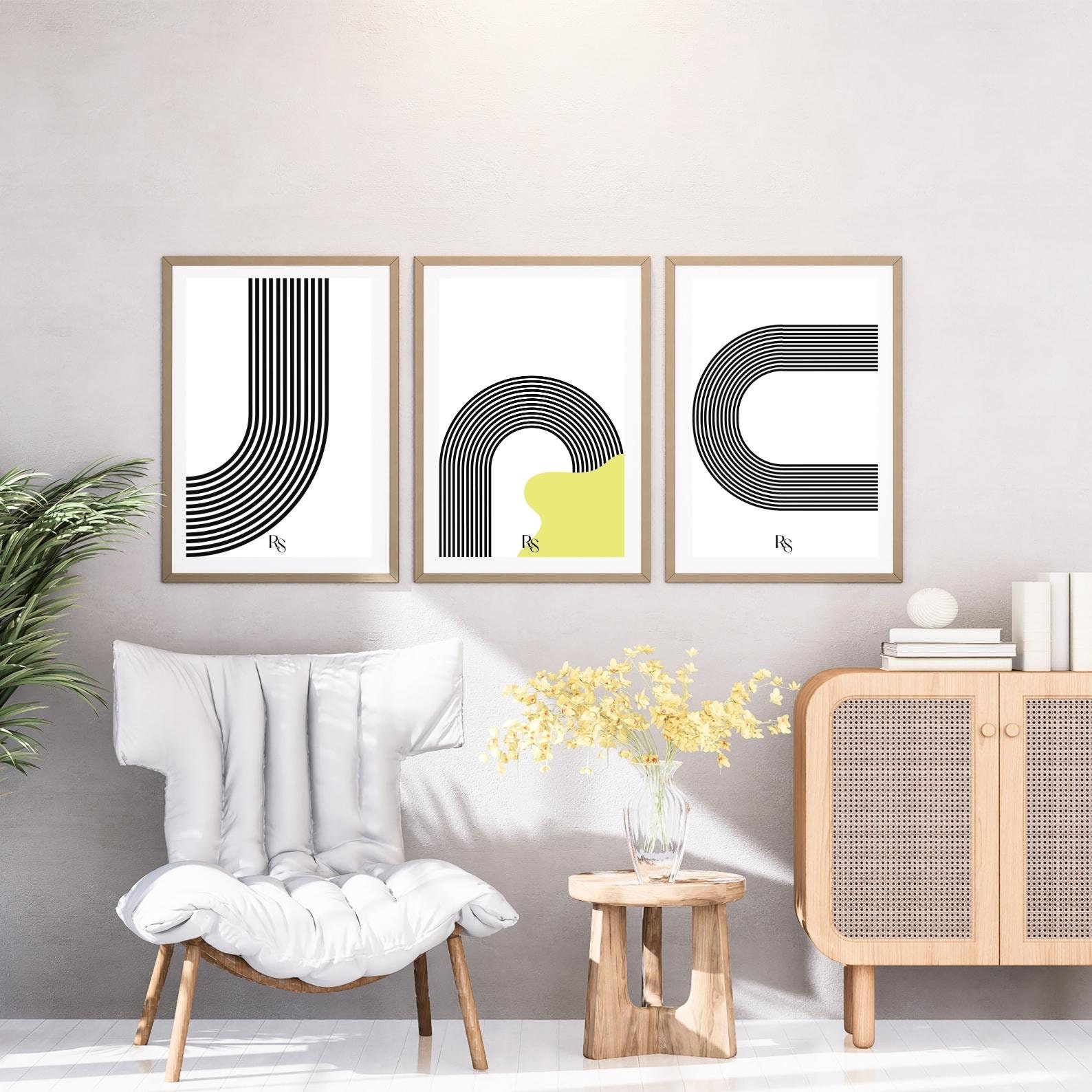 Set of 3, Abstract Wall Art, Printable Wall Art, Digital Download, Mid ...