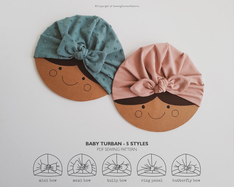 Baby Turban 5 Styles PDF Pattern Baby and Kids Sewing Hat - Etsy