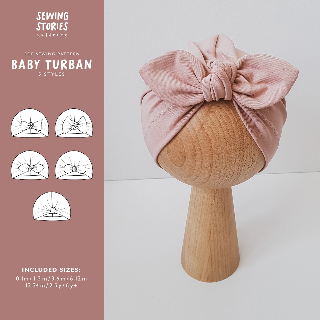 Baby Turban 5 Styles PDF Pattern Baby and Kids Sewing Hat With Bow Top ...
