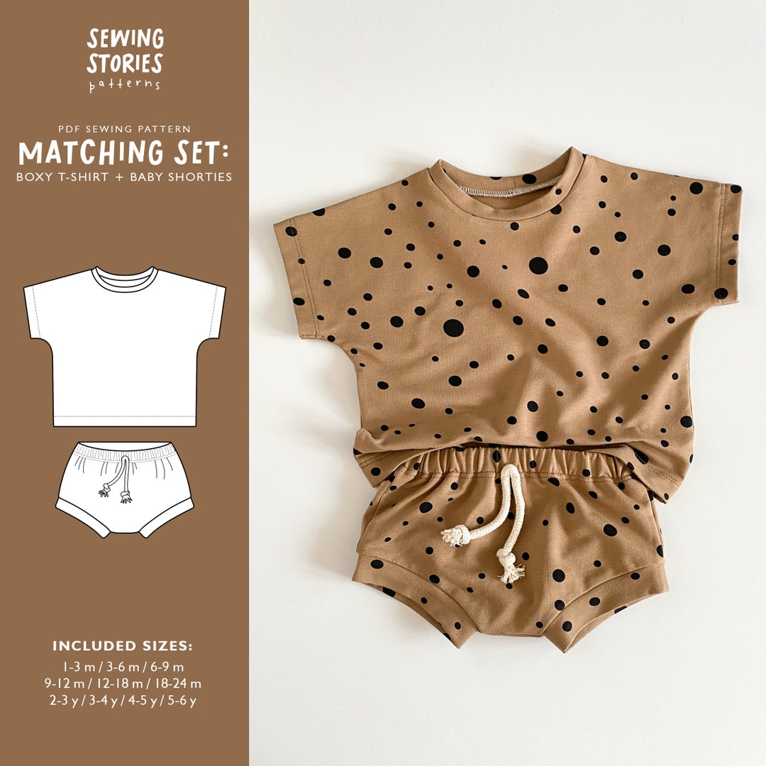Matching Set Boxy Tshirt Baby Shorties PDF Pattern Baby and Kids Sewing ...