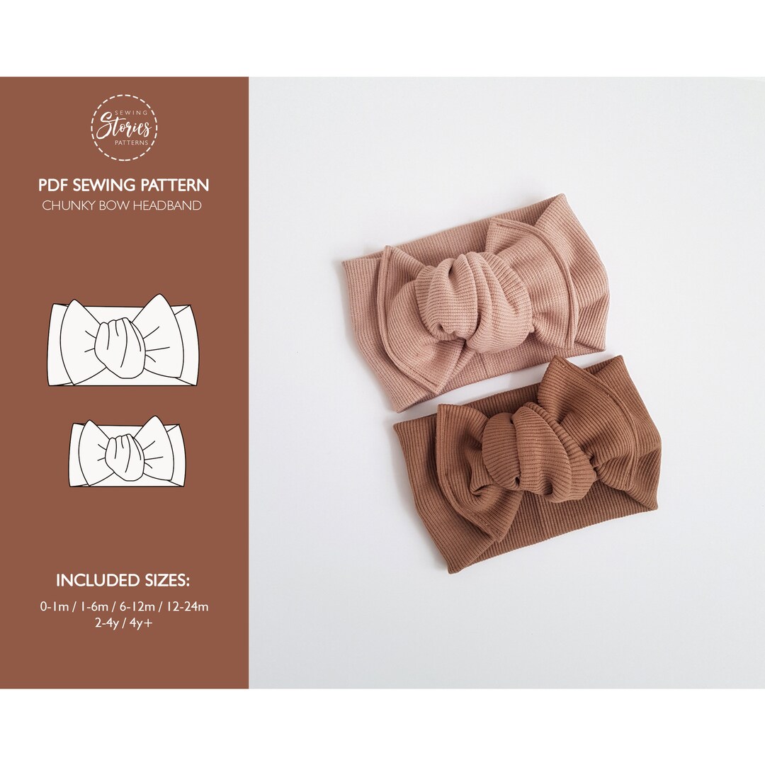 Chunky Bow Headband PDF Pattern Baby and Kids Sewing Stretch Headwrap ...