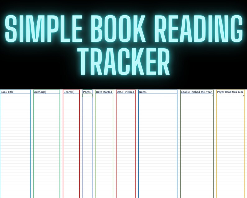 Simple Book Reading Tracker Excel Template - Etsy