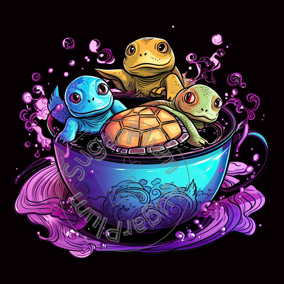 Turtle Teacup 612 Vivid PNG Great for Tee Shirts Mugs - Etsy