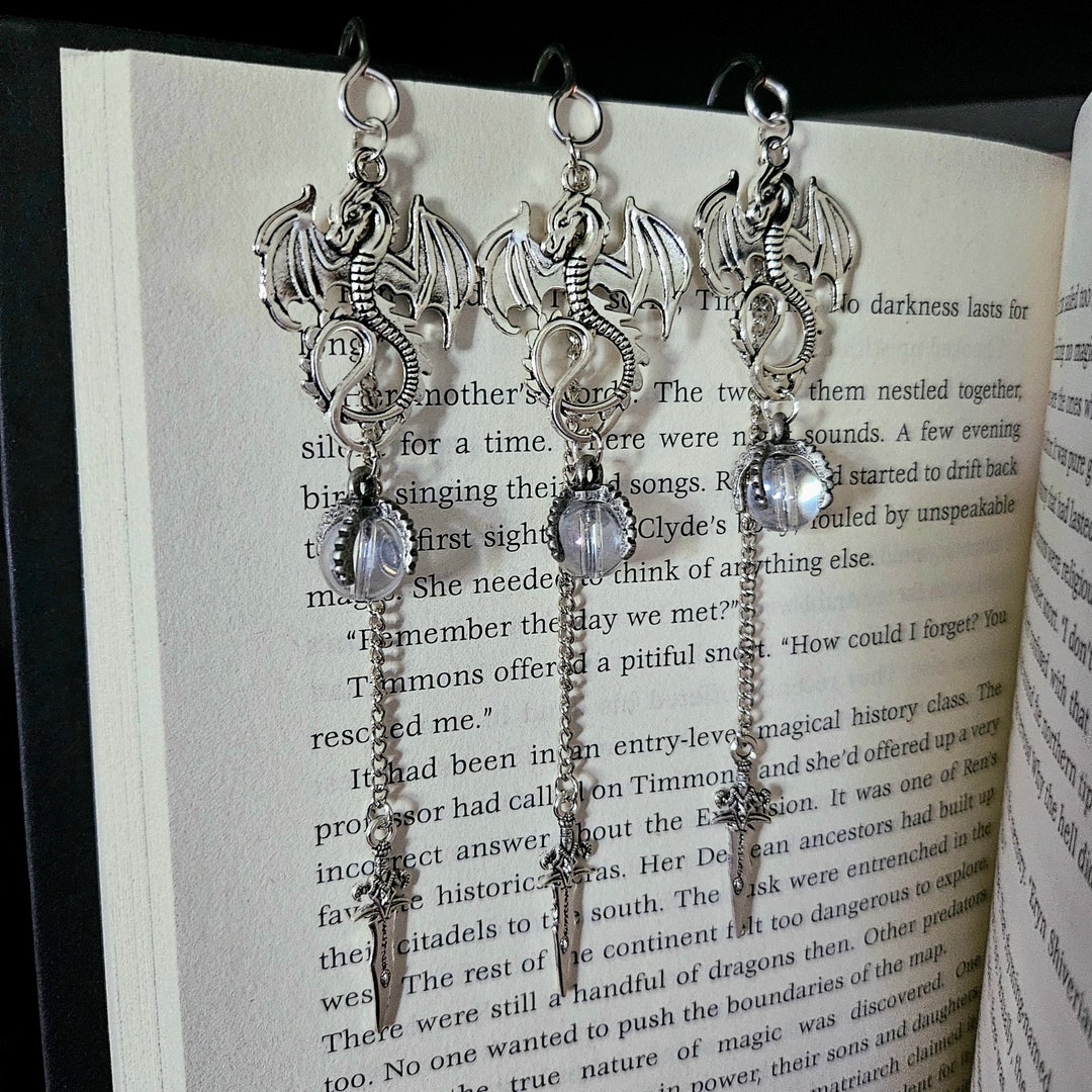 Silver Dragon Wire Hook Bookmark Fantasy Bookmark Dragon Bookmark Sword ...