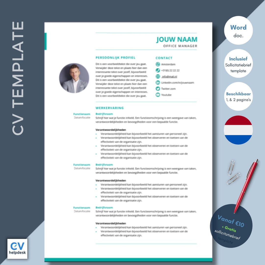 CV Template "career" - Green | CV Template | Cover Letter | Business ...