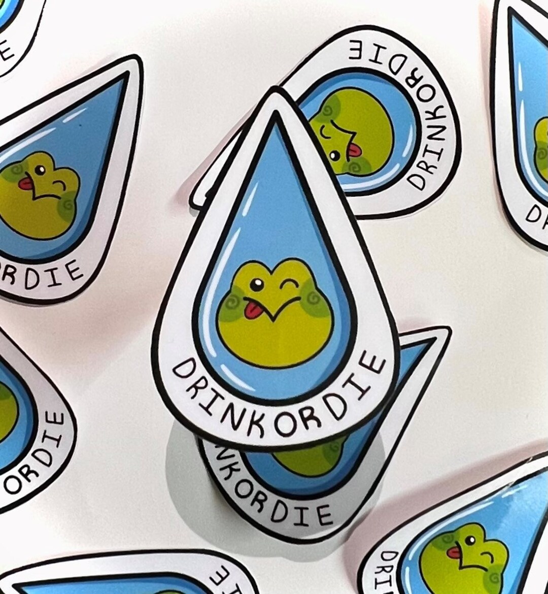 Fun Hydration Frog Laminated Vinyl Stationery Sticker for - Etsy