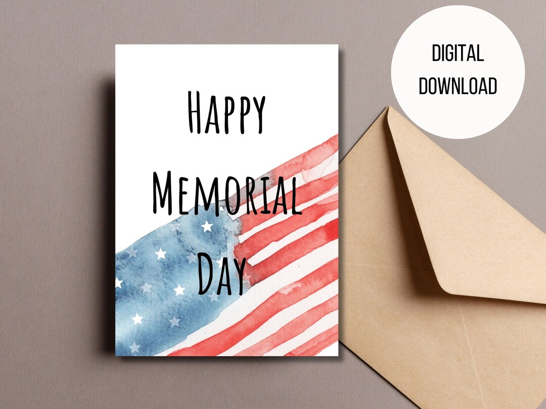 PRINTABLE Happy Memorial Day Greeting Card|digital Download Memorial ...