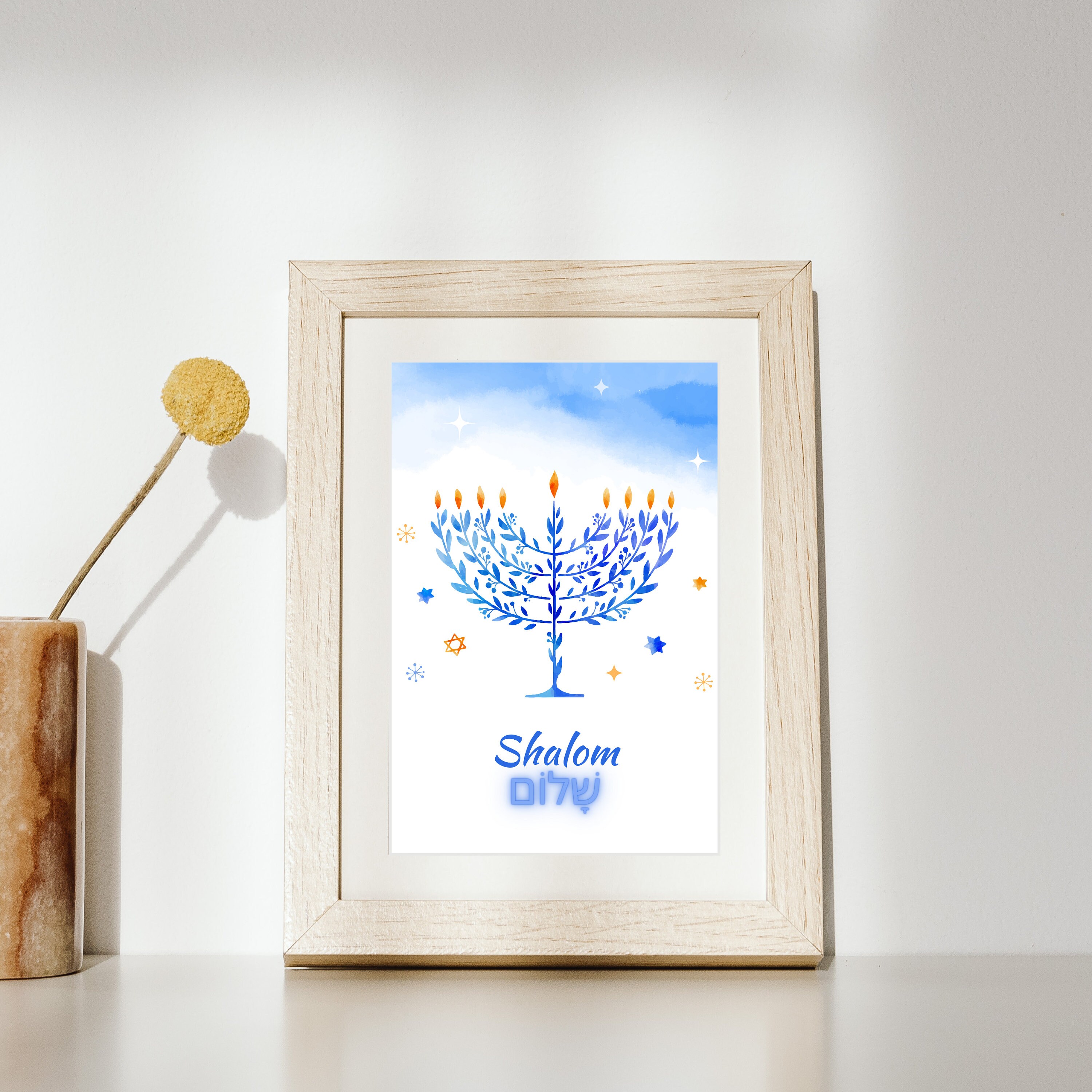 Shalom Sign Living Room Printable Art Jewish Home Decor Digital Wall ...