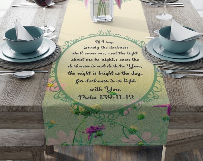 Family Scripture Table Runner, Customizable Bible Verse Cotton Twill or ...