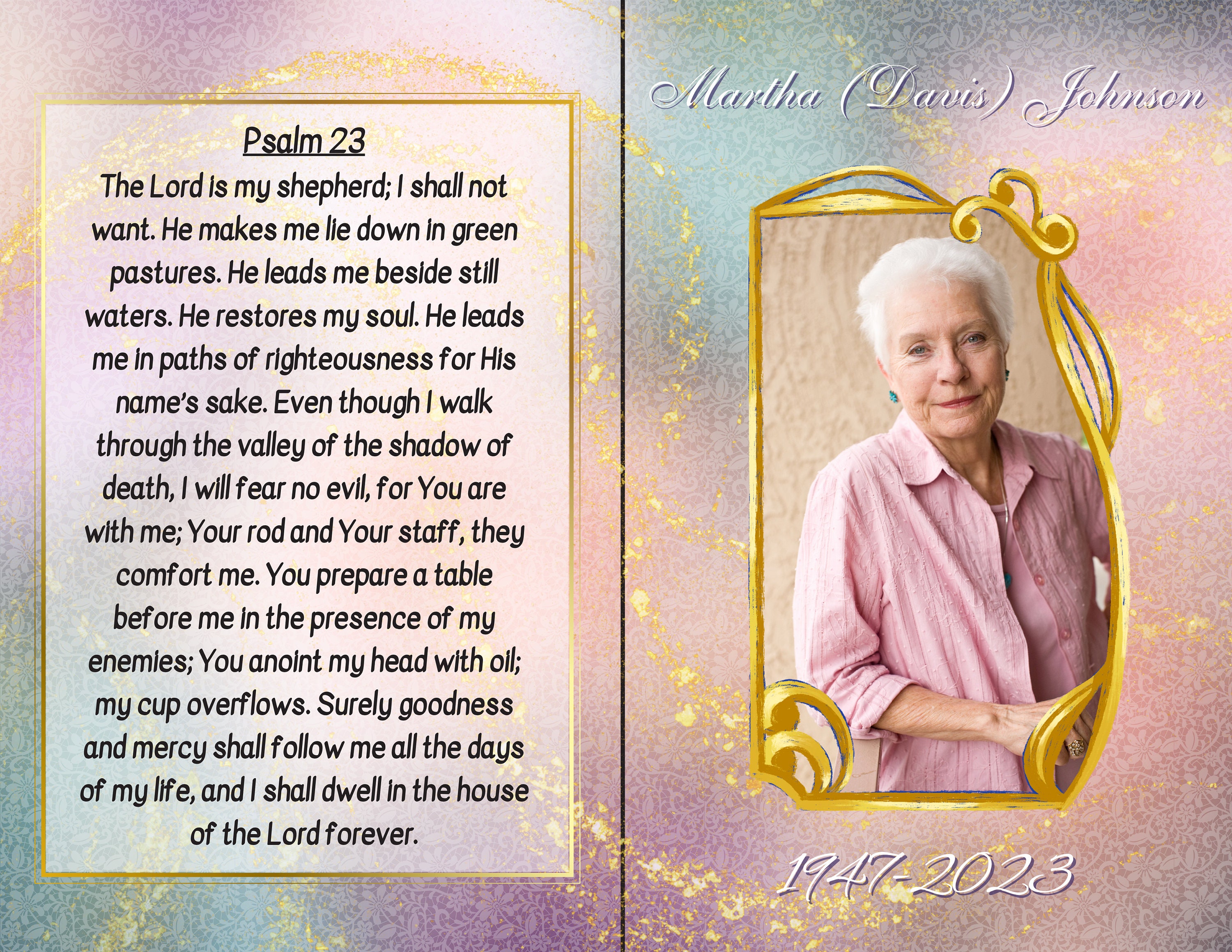 Elegant Printable Funeral Program Template - Customizable Memorial ...