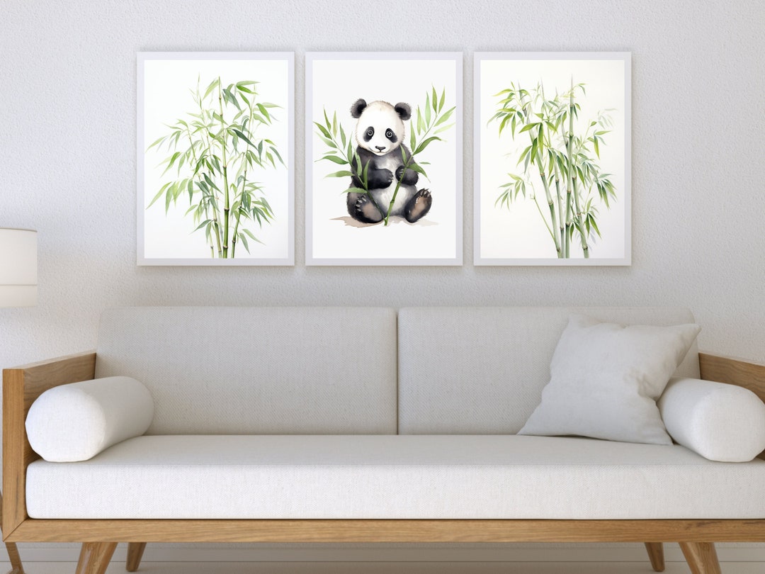 Set of 3, Panda Art Print, Nursery Wall Art, Living Room Wall Art ...