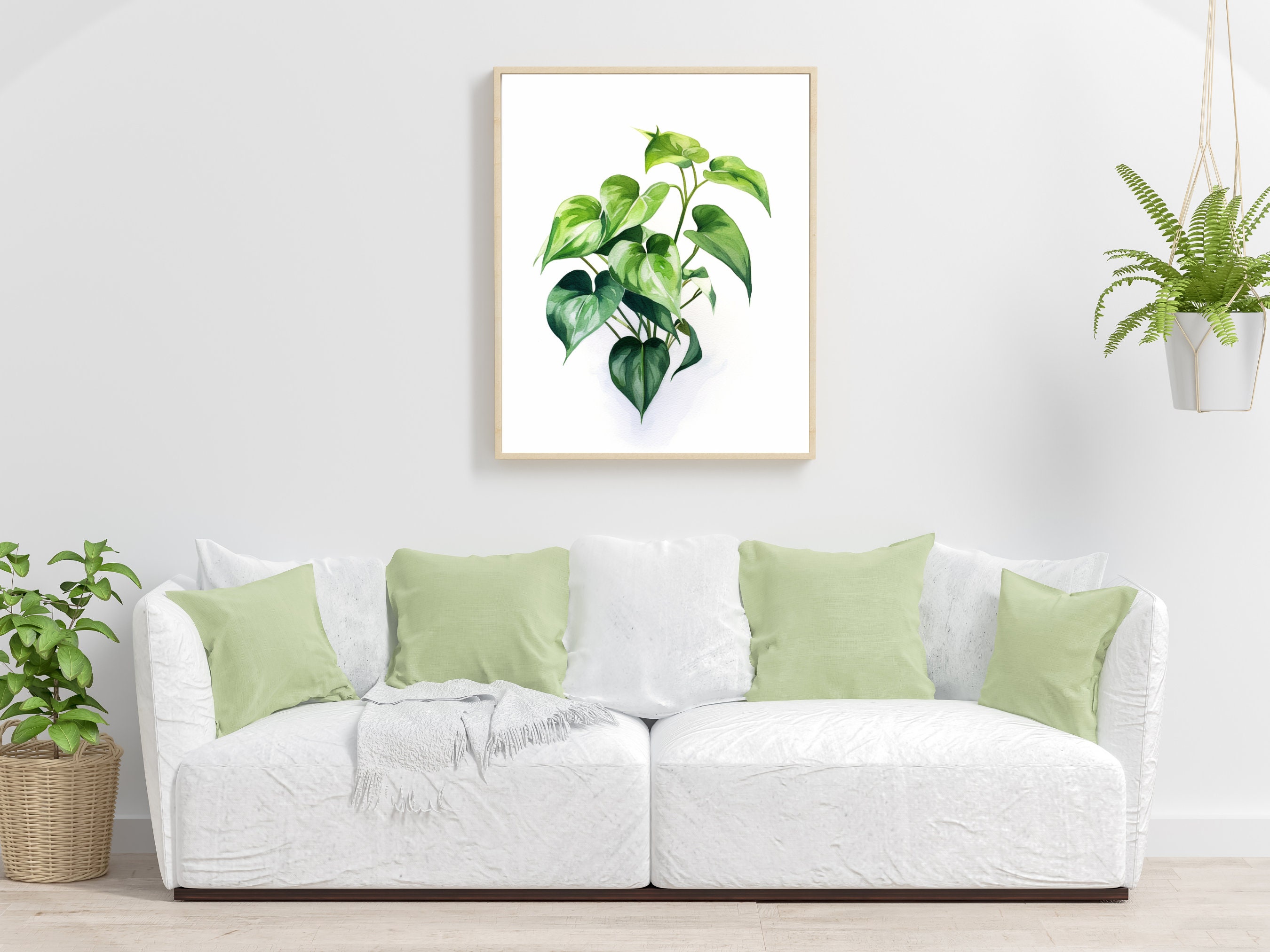 Botanical Print Watercolor Pathos Foliage Watercolor Plant - Etsy
