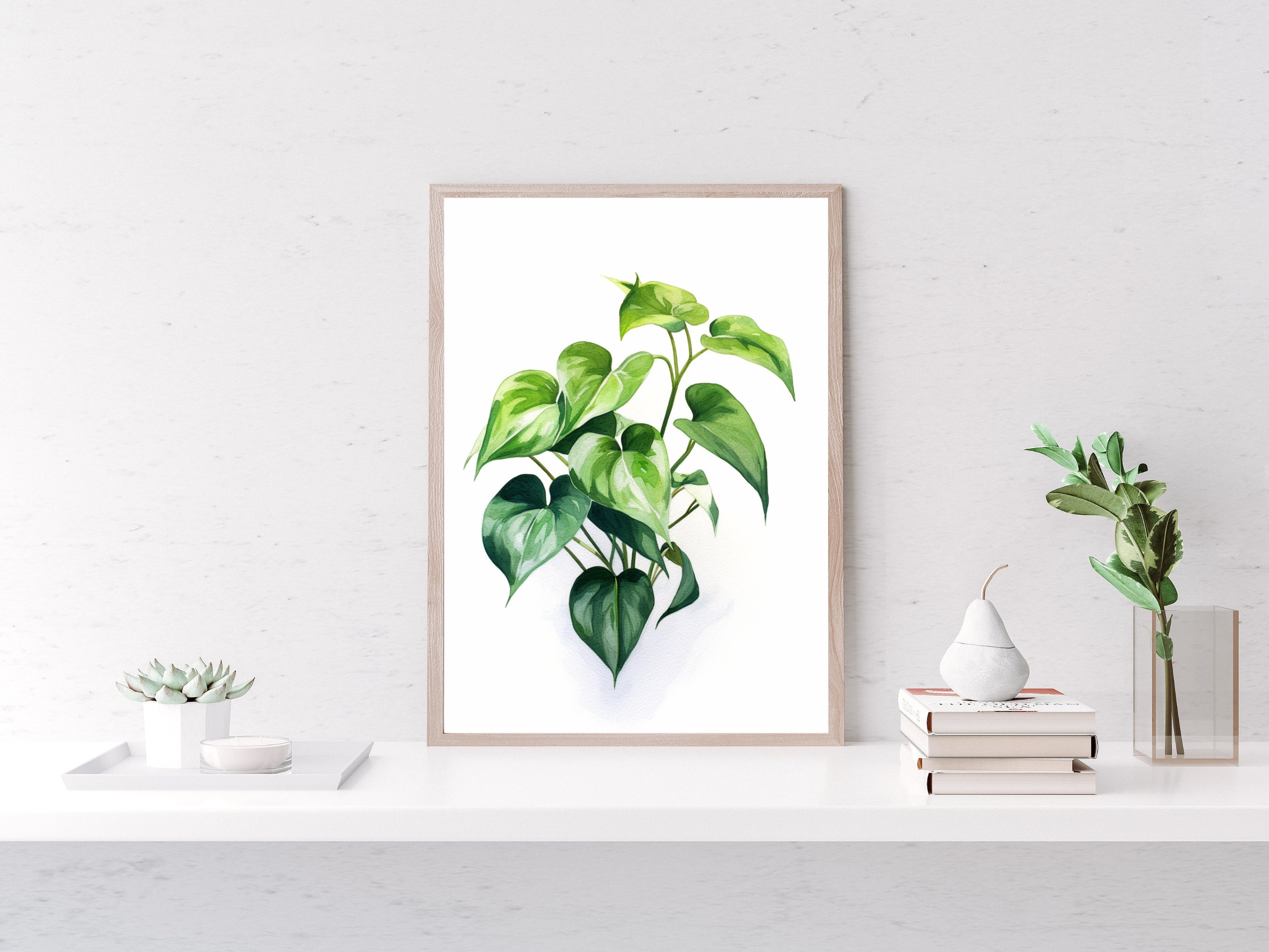 Botanical Print Watercolor Pathos Foliage Watercolor Plant - Etsy