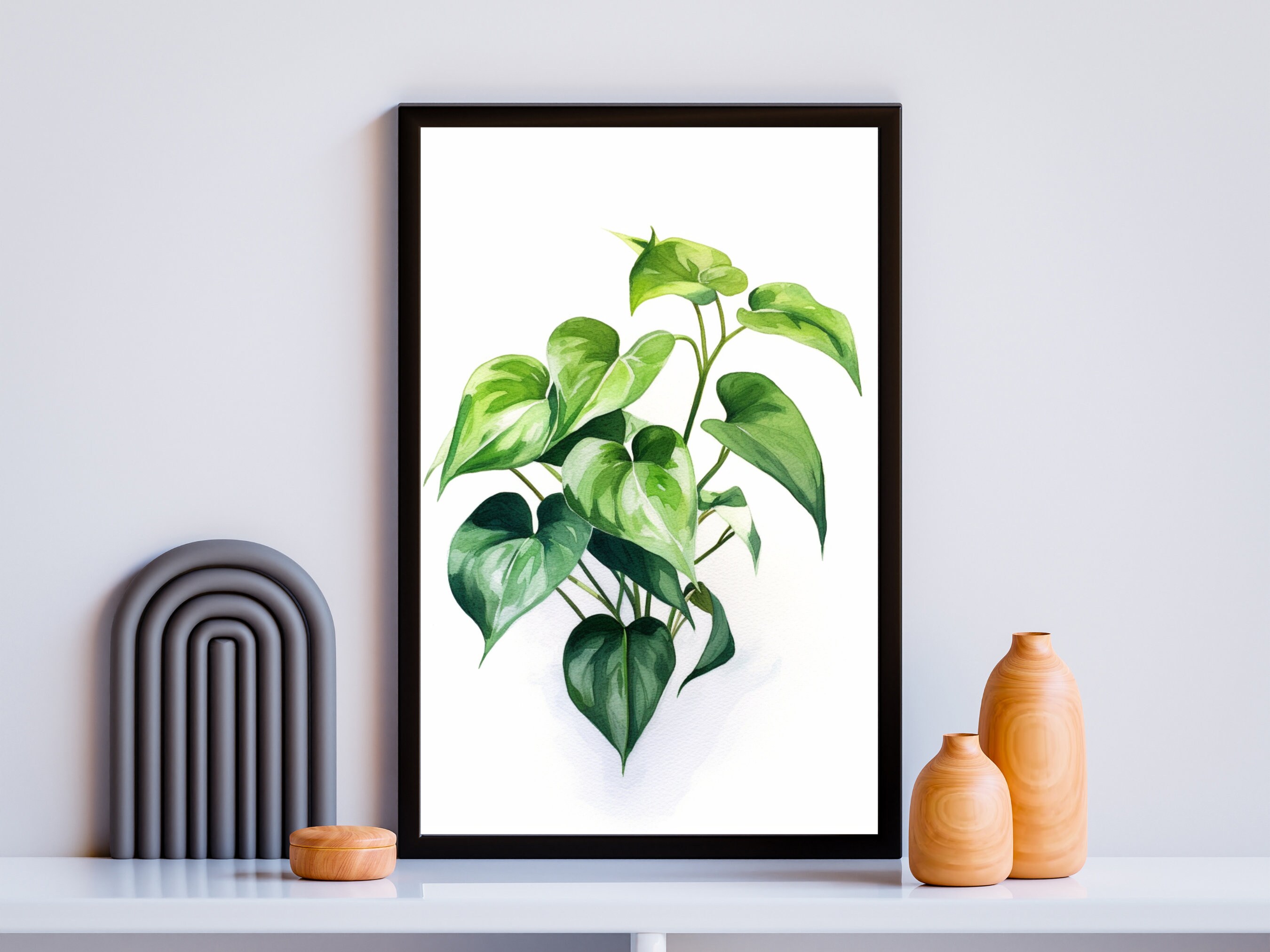 Botanical Print Watercolor Pathos Foliage Watercolor Plant - Etsy