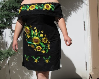 Mexican Traditional Dress. Floral Embroidered Dress. Mexican Fiesta ...