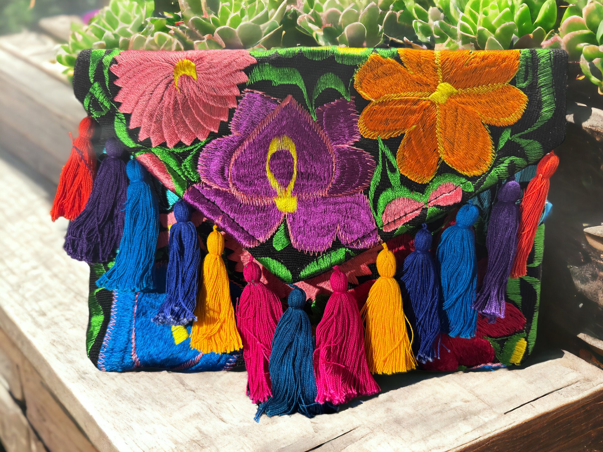 Mexican Floral Embroidered Purse. Over the Shoulder Purse. Colorful ...