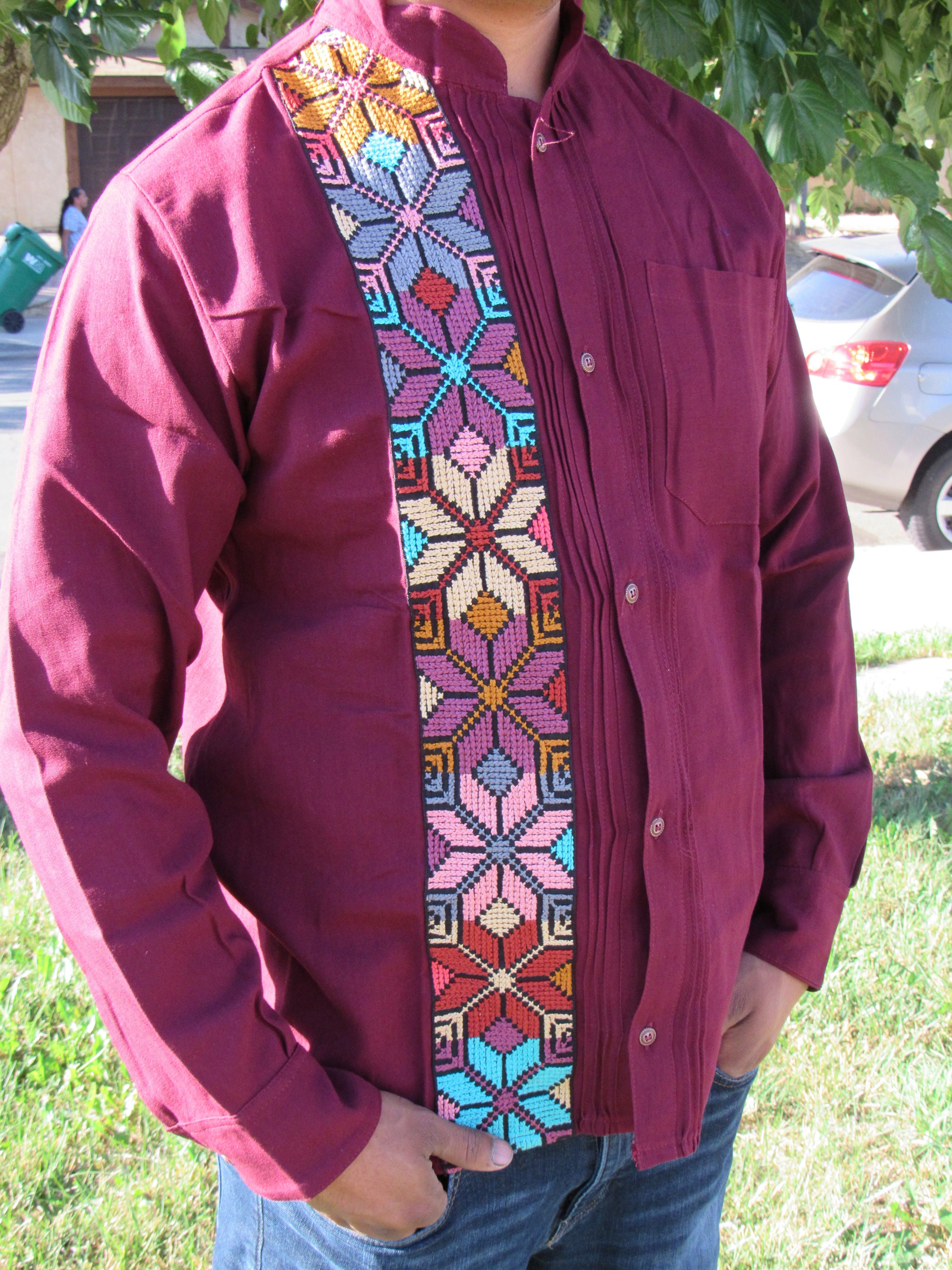 Men's Mexican Traditional Shirt. Floral Embroidered Guayabera for Men ...