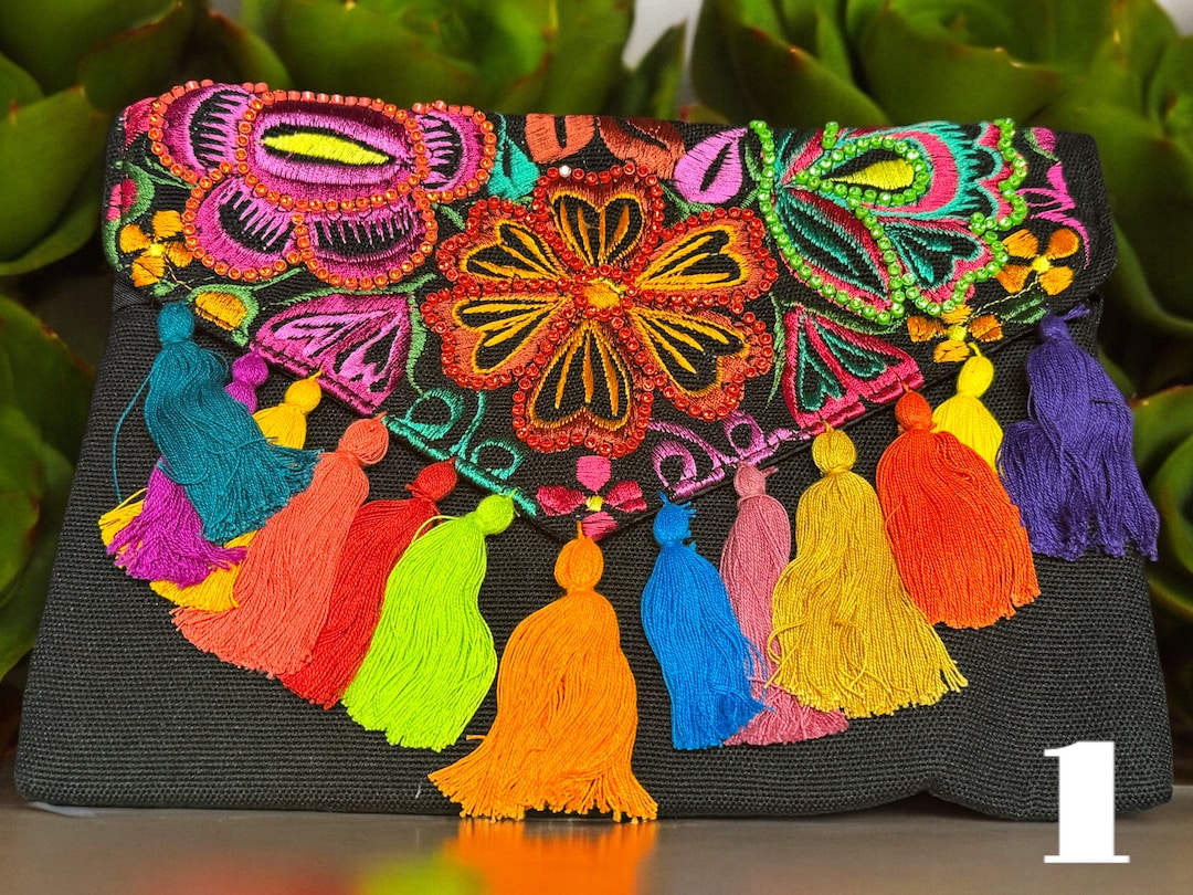 Mexican Floral Embroidered Purse. Over the Shoulder Purse. Colorful ...