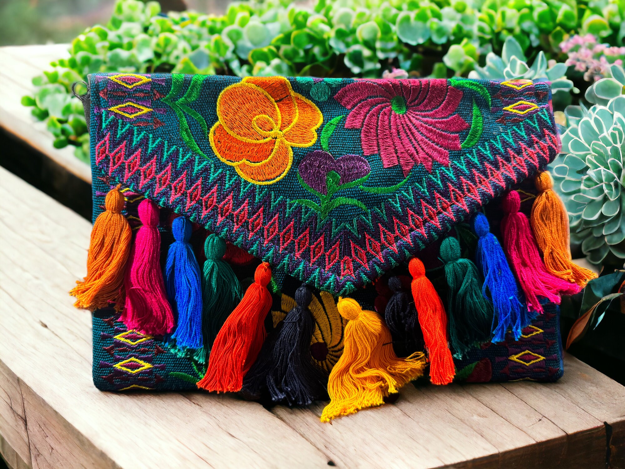 Mexican Floral Embroidered Purse. Over the Shoulder Purse. Colorful ...