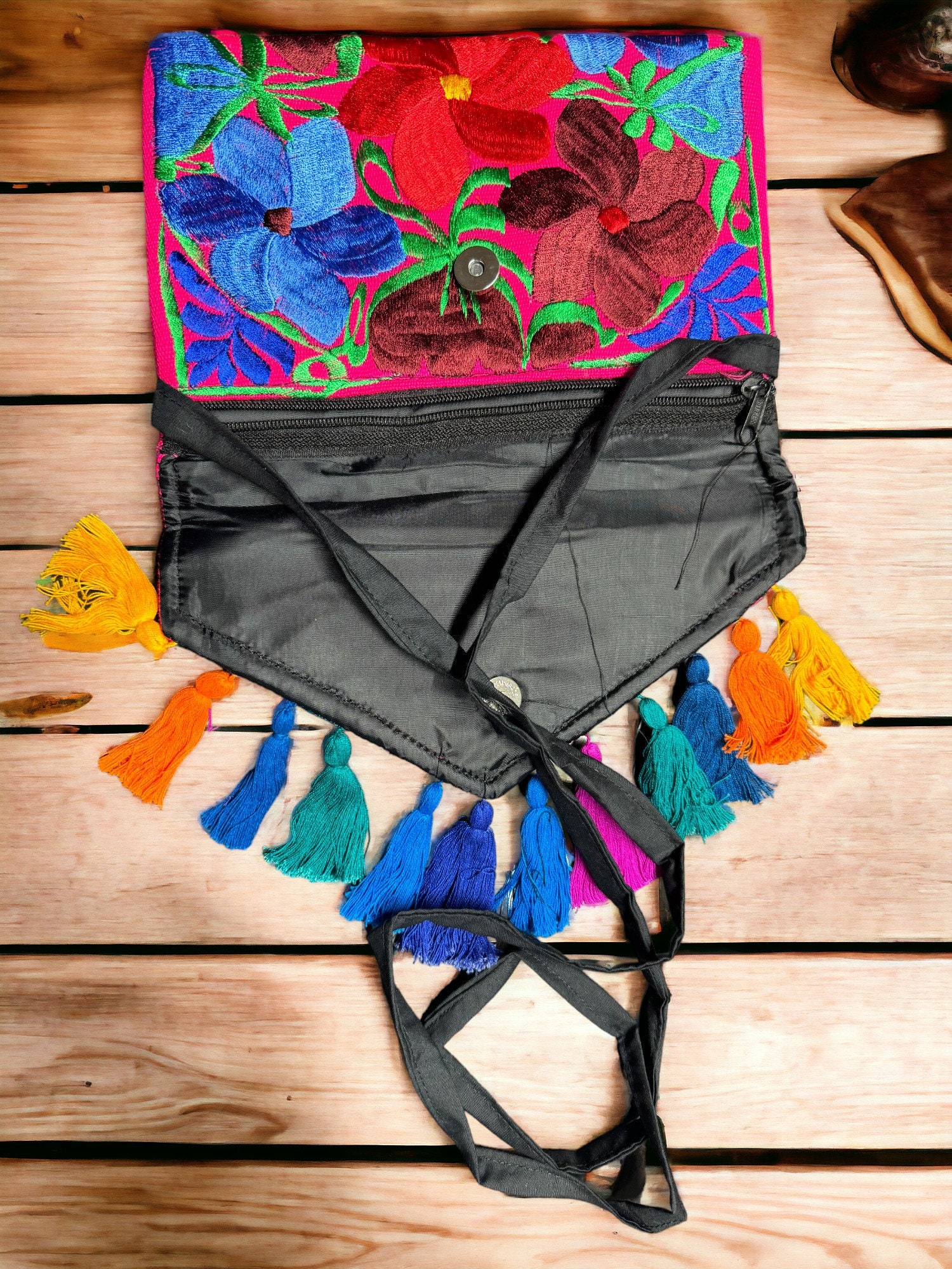 Mexican Floral Embroidered Purse. Over the Shoulder Purse. Colorful ...
