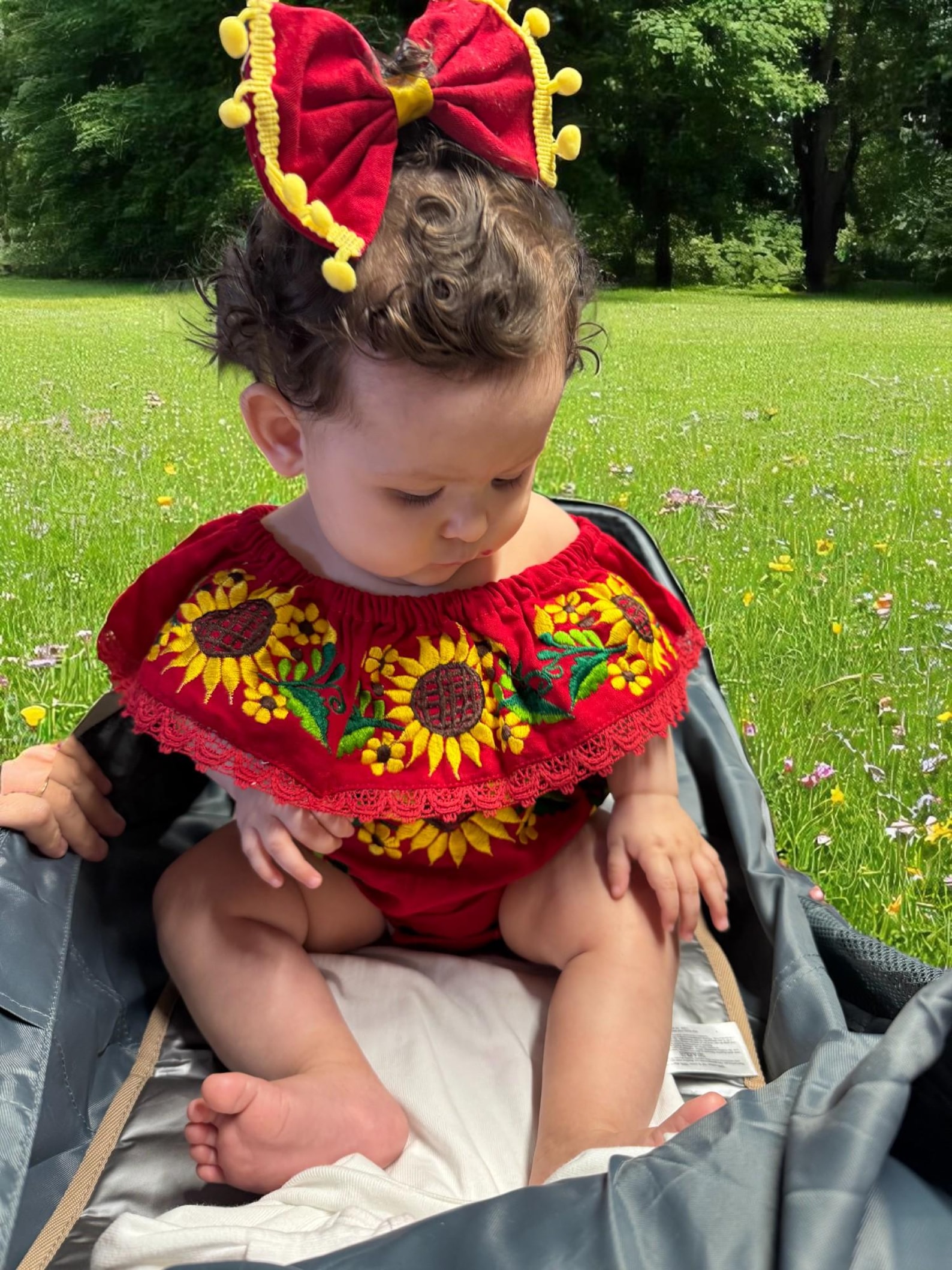 Mexican Traditional Baby Bodysuit. Sunflower Hand Embroidered Bodysuit ...