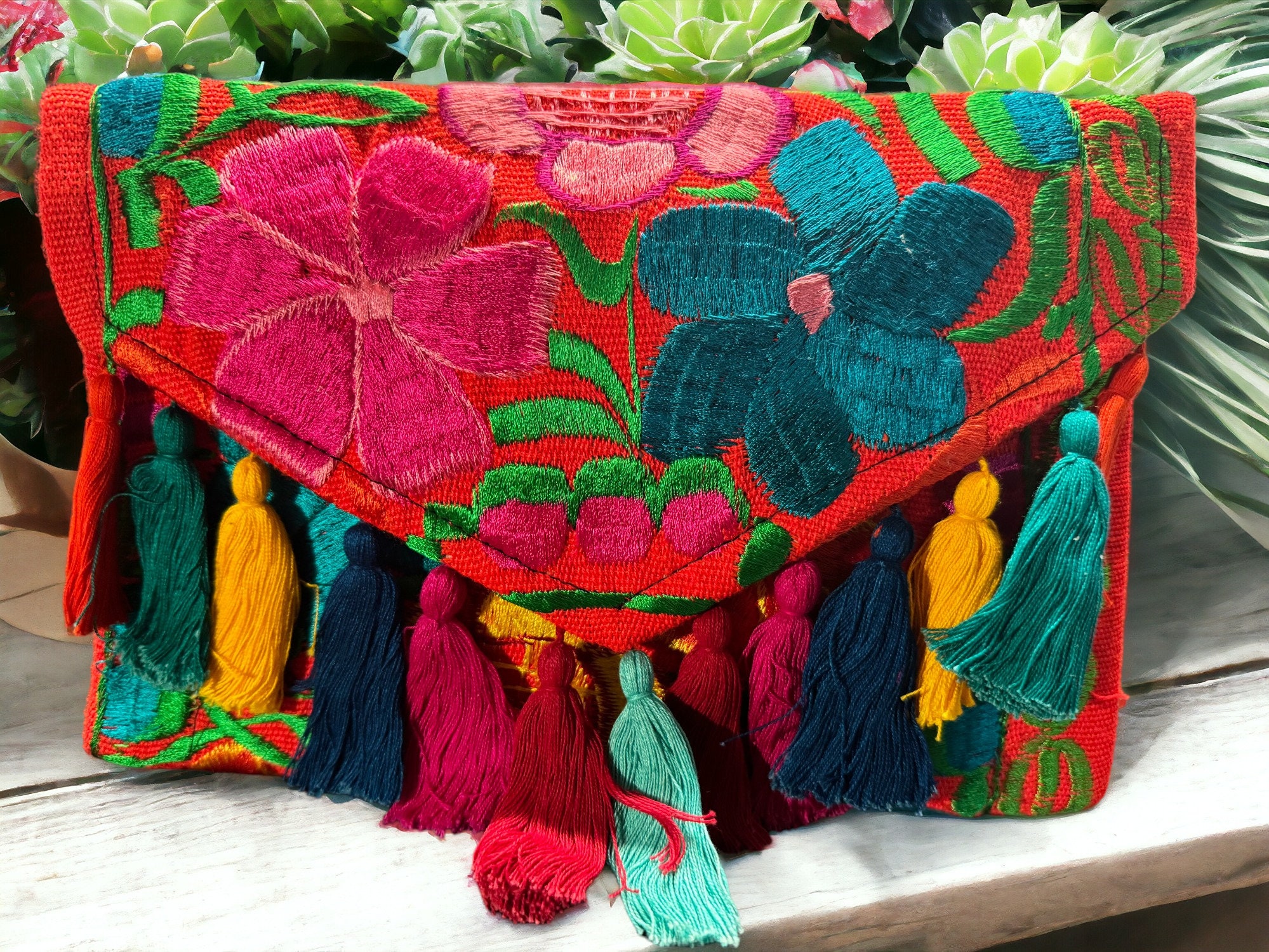 Mexican Floral Embroidered Purse. Over the Shoulder Purse. Colorful ...