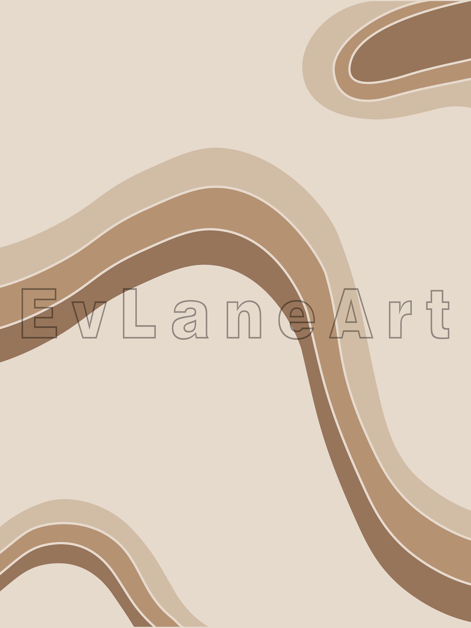 Neutral Wavy Line Wall Art, Aesthetic Room Decor, Retro Poster, Line ...