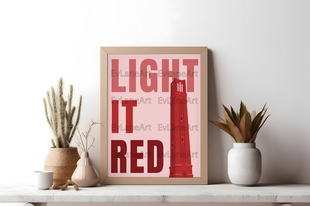 NC State Bell Tower "light It Red" Poster, Trendy College Poster ...