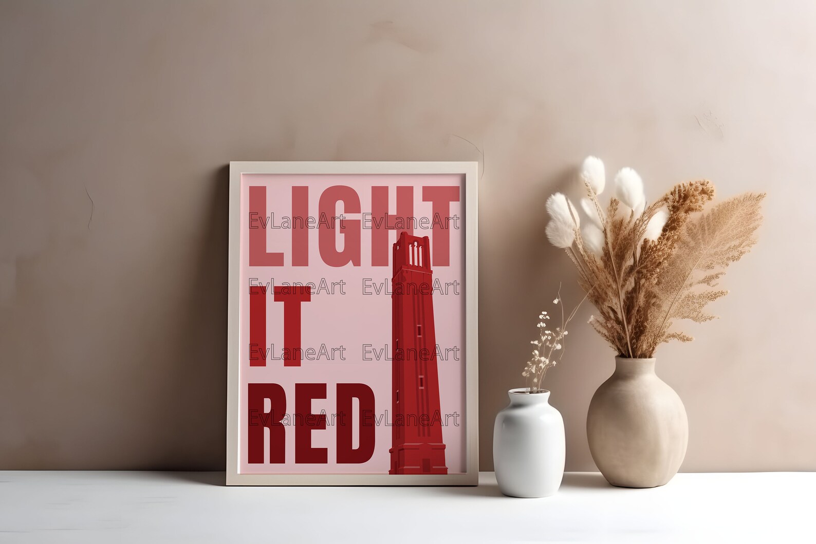 NC State Bell Tower "light It Red" Poster, Trendy College Poster ...