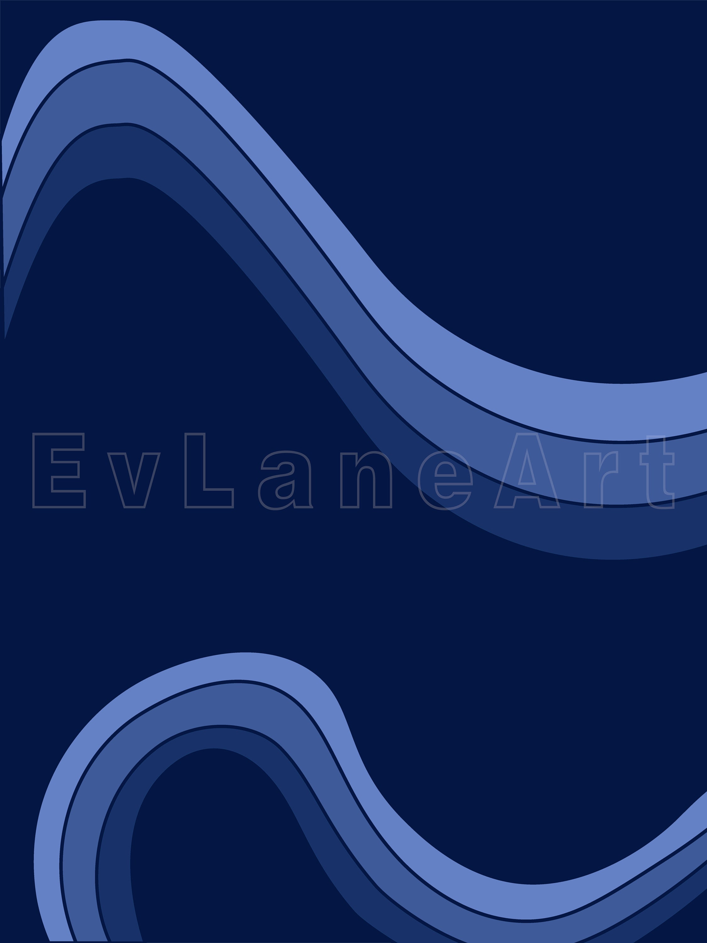 Navy Blue Wavy Wall Art, Aesthetic Room Decor, Retro Poster, Line Art ...