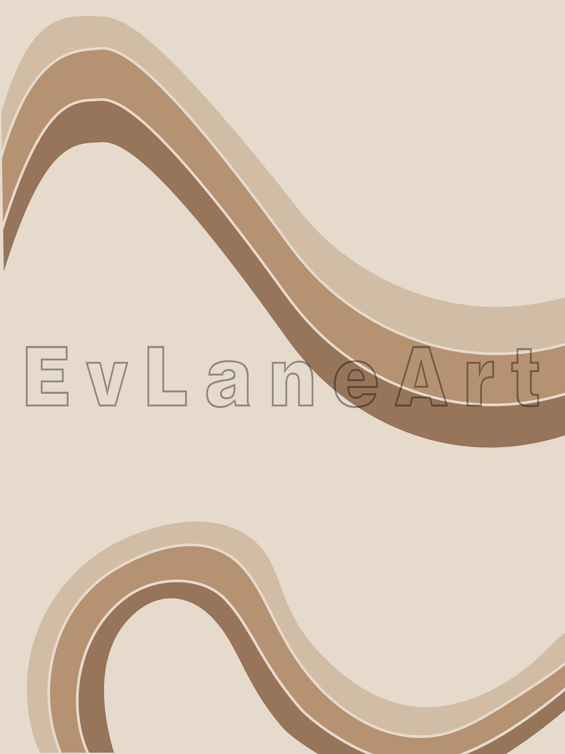 Neutral Wavy Line Wall Art, Aesthetic Room Decor, Retro Poster, Line ...