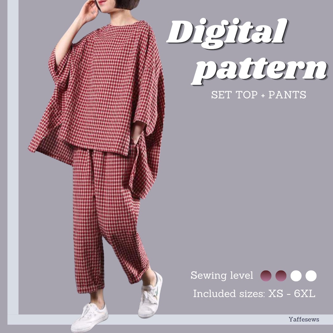 Two Piece Set Oversized Top and Cuffed Pants Sewing Pattern, Sizes XS ...