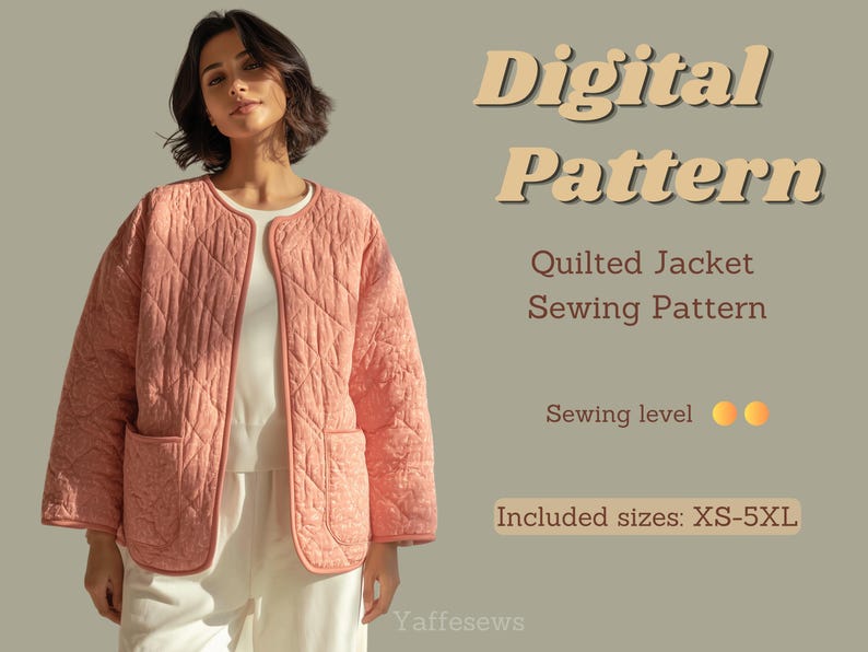Quilted Jacket Sewing Pattern PDF, Women’s Padded Coat Pattern, Easy ...