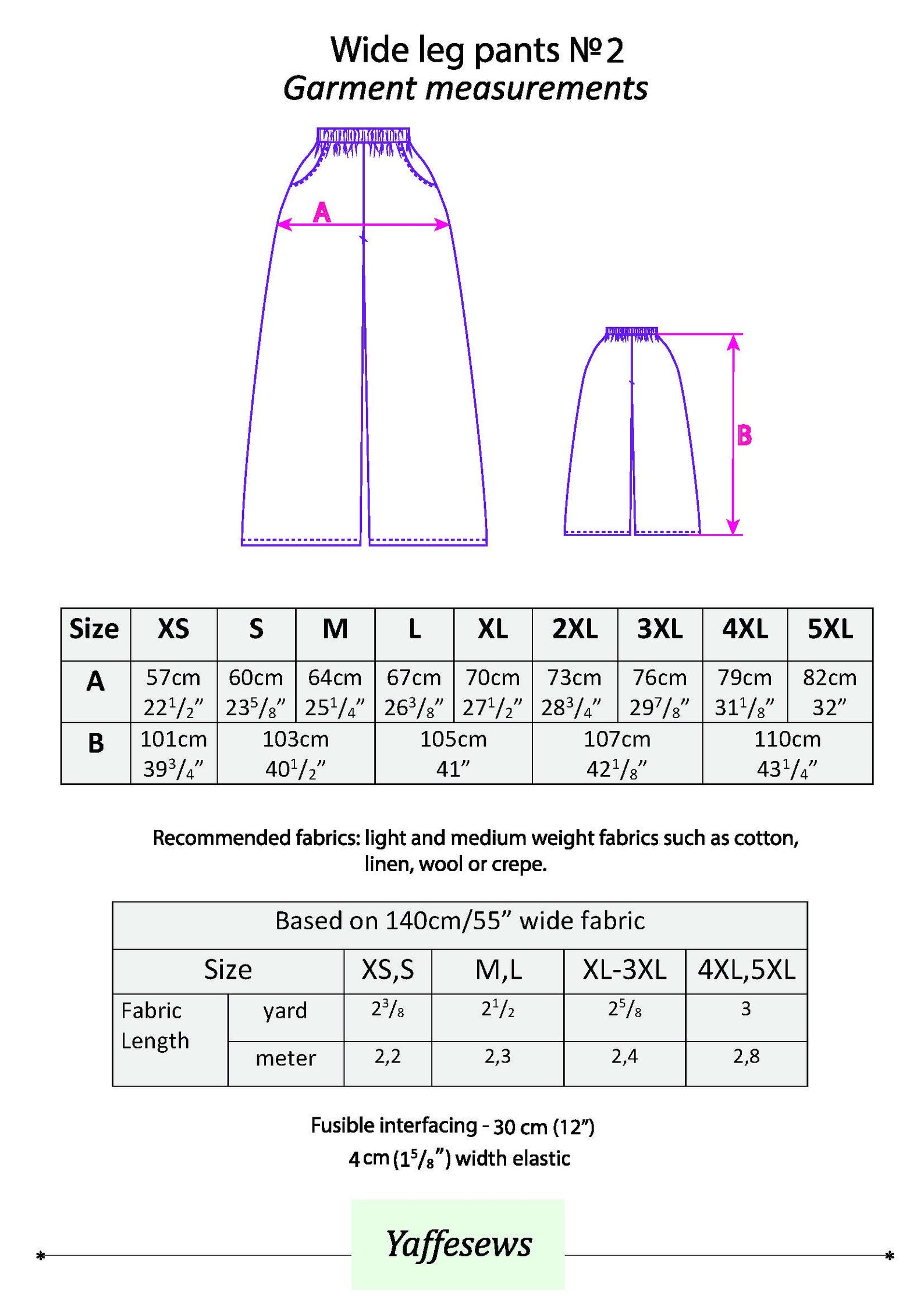Wide Leg Pants Sewing Pattern, DIY Skirt Pants, Sizes XS-5XL, Instant ...