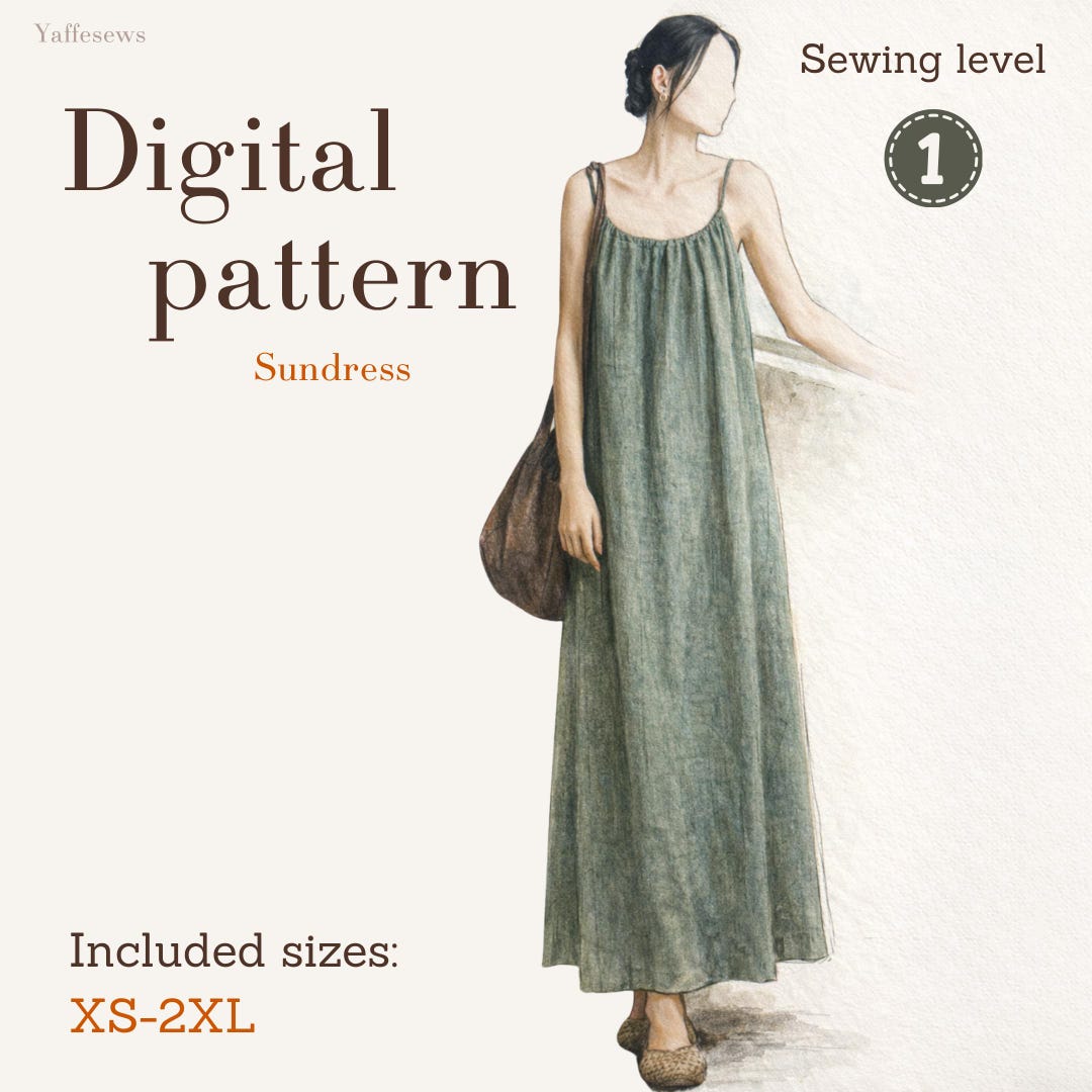 Sundress Sewing Pattern Sizes XS-XXL, Camisole Dress Digital Pattern ...