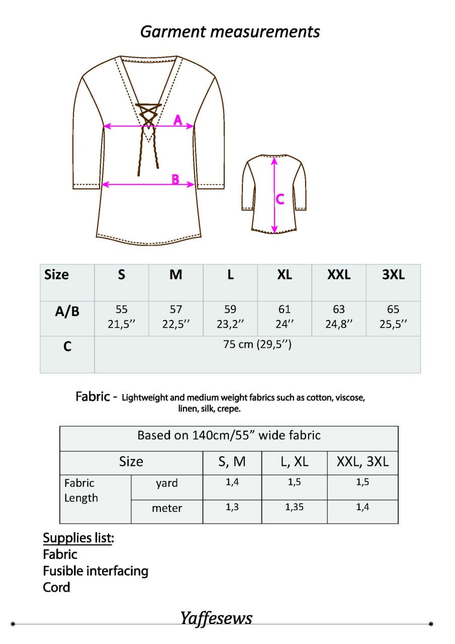 Men's Minimalist Shirt Sewing Pattern, Sizes S, M and L, V-neck and ...